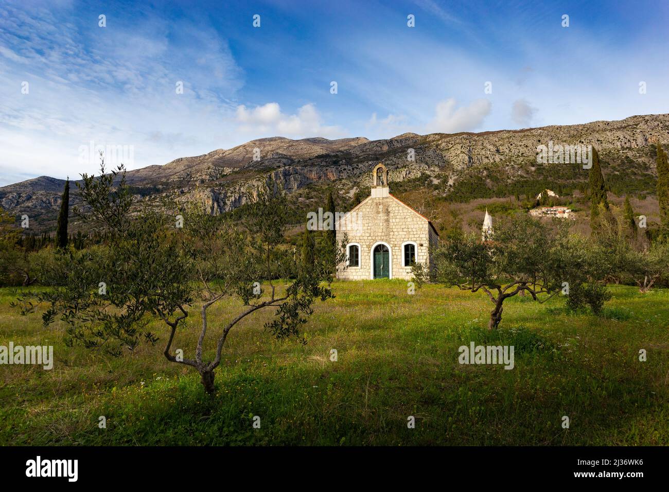 Church of the Most Holy Trinity in village Pridvorje. Konavle region ...