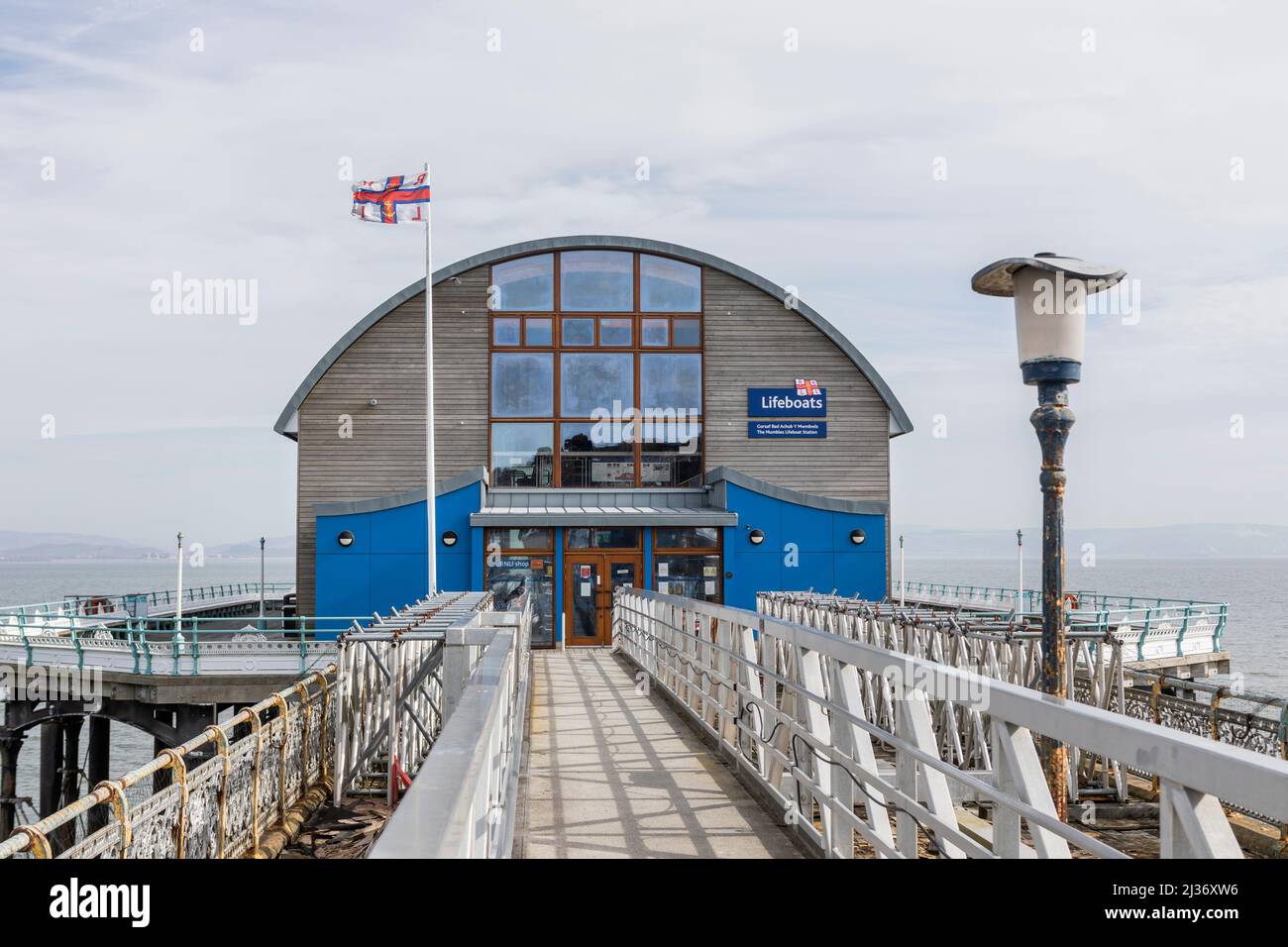 The new Mumbles lifeboat station at the end of Mumbles Pier, Swansea ...