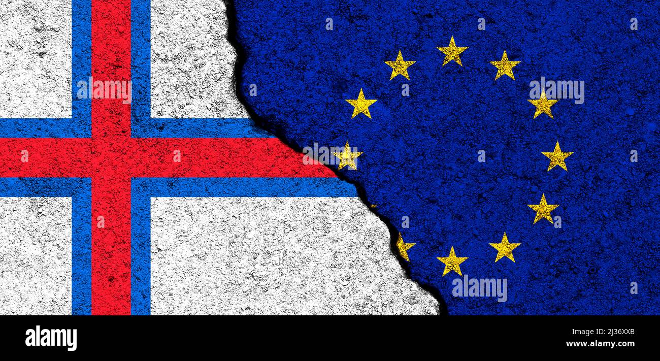 Europe Union and Faroe Islands flags. Relationships, partnership and ...