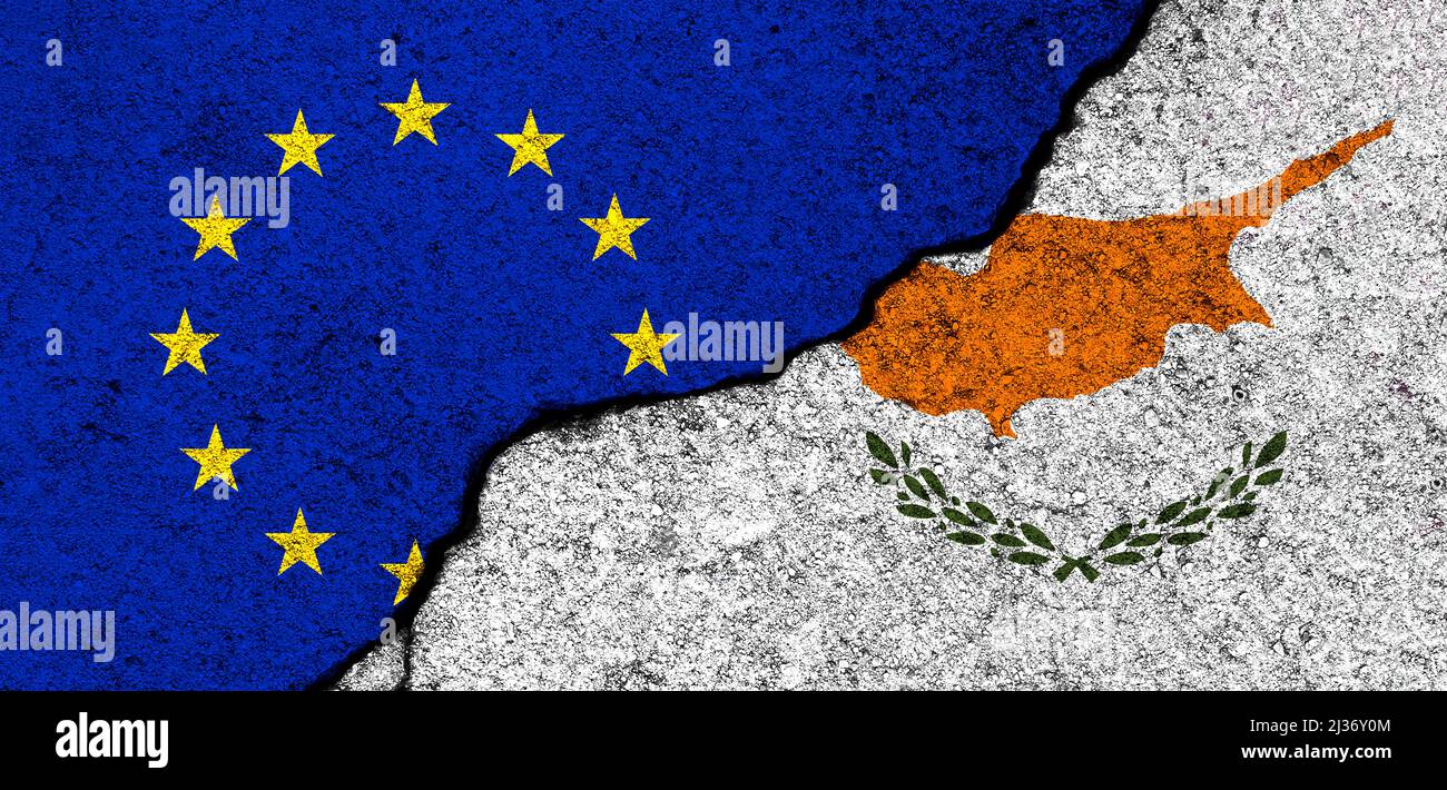 Europe Union and Cyprus flags. Relationships, partnership and diplomacy ...
