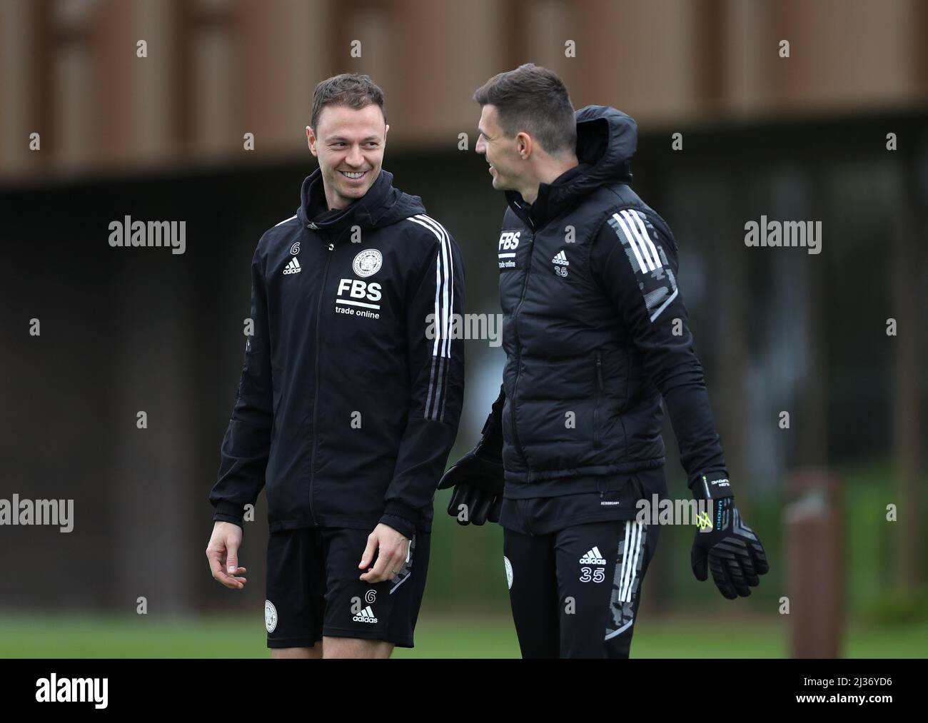 Leicester City's Jonny Evans and goalkeeper Eldin Jakupovic during a ...
