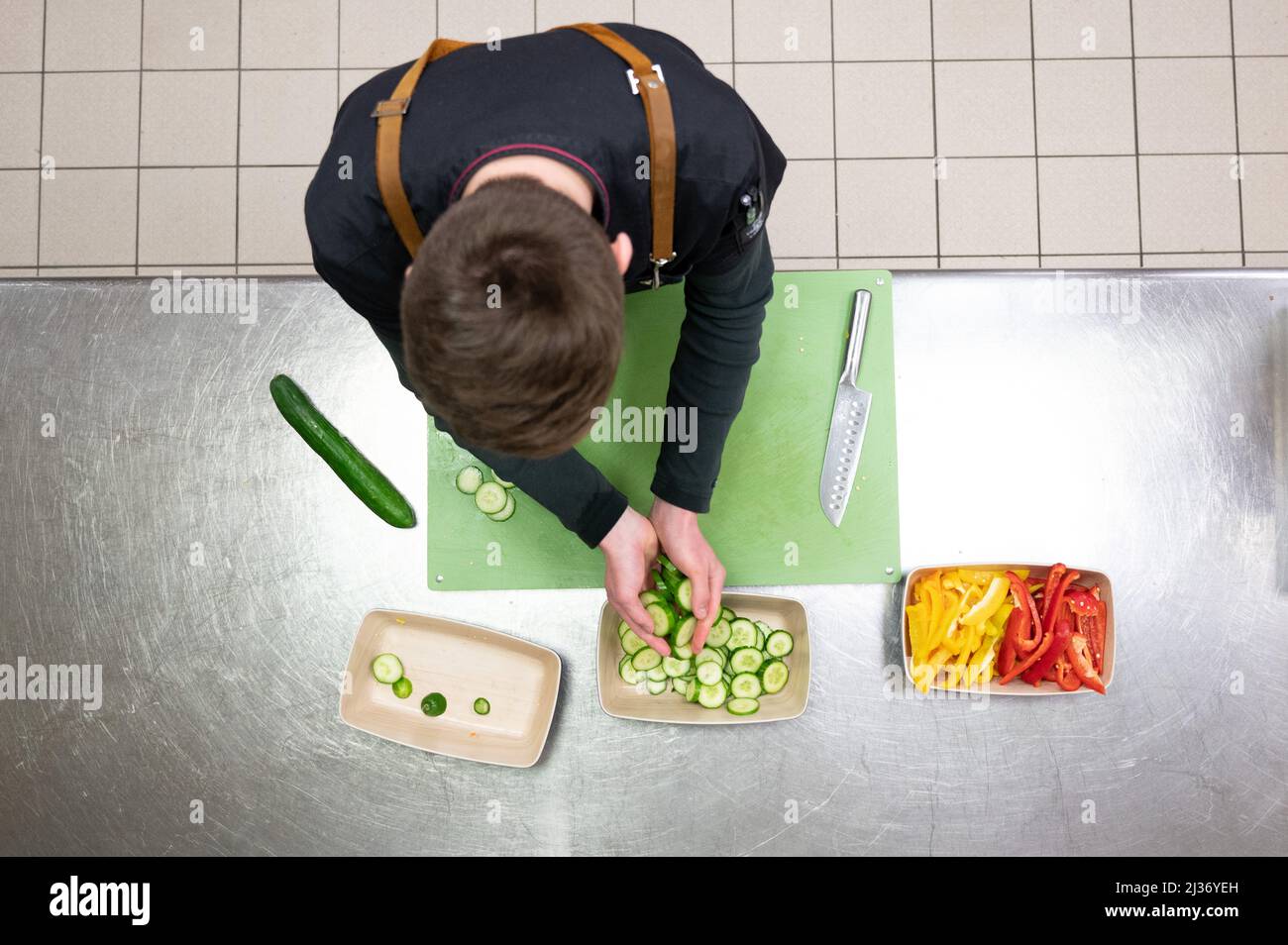 Dresden, Germany. 06th Apr, 2022. Laurenz Brunner, 1st year apprentice ...