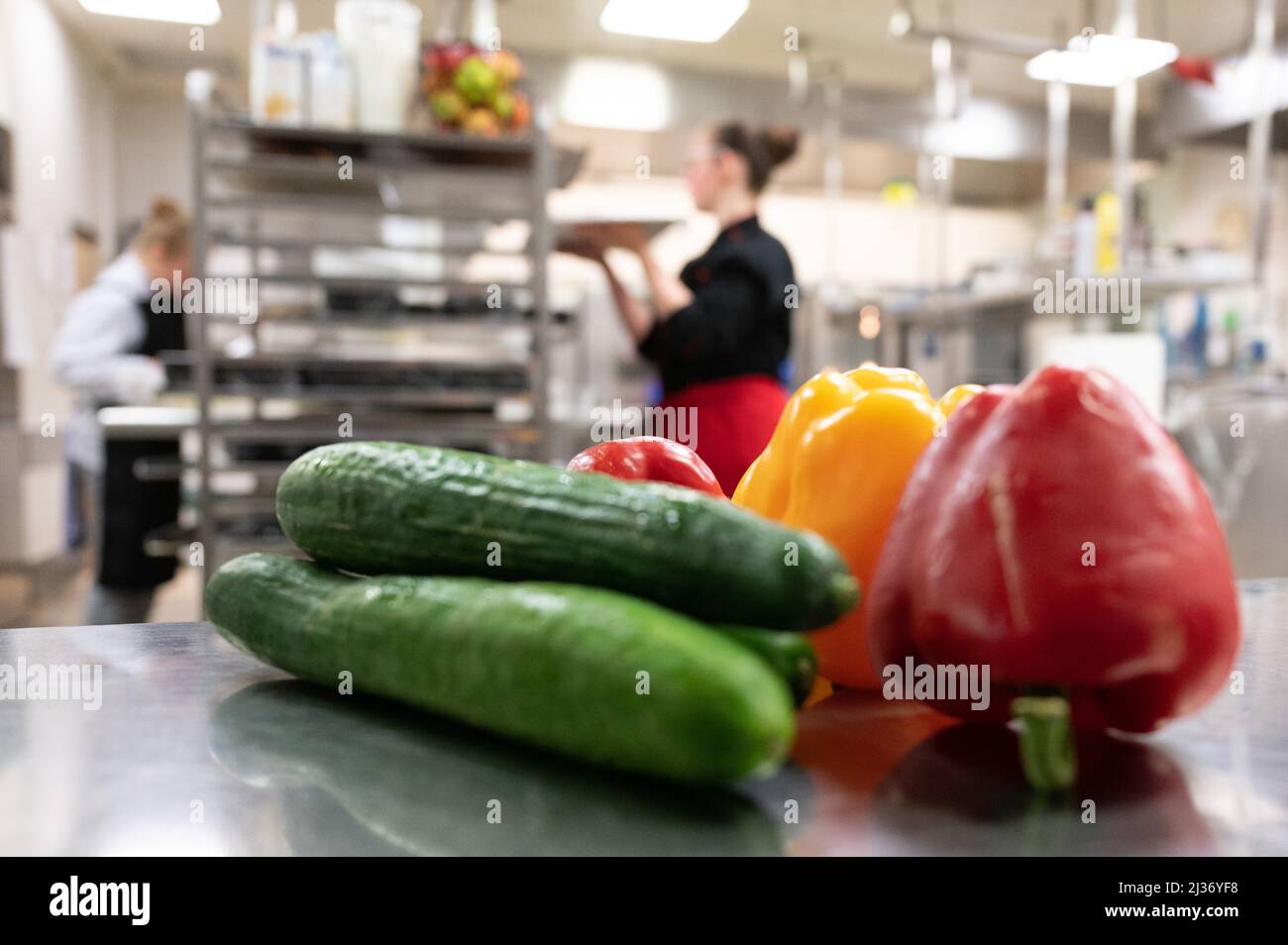 Dresden, Germany. 06th Apr, 2022. Trainees stand on the sidelines of a ...