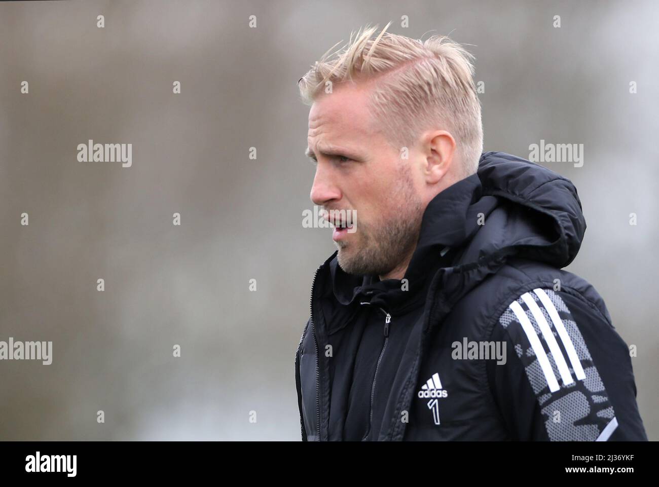 Leicester City goalkeeper Kasper Schmeichel during a training session ...