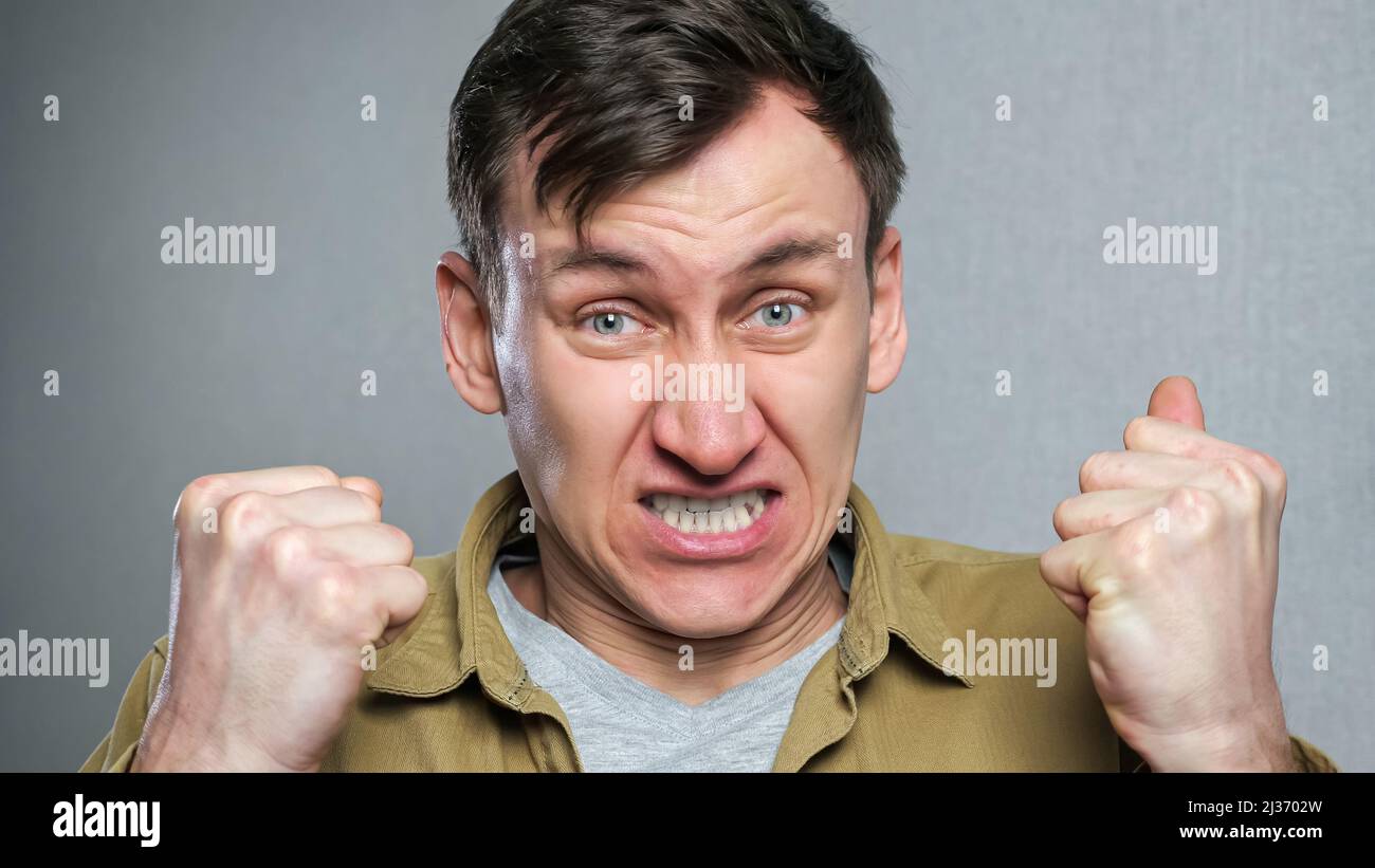 Close up of angry man screaming Stock Photo - Alamy