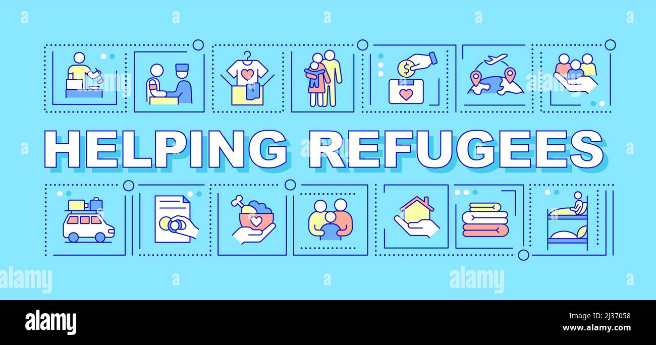 Helping refugees word concepts blue banner Stock Vector Image & Art - Alamy