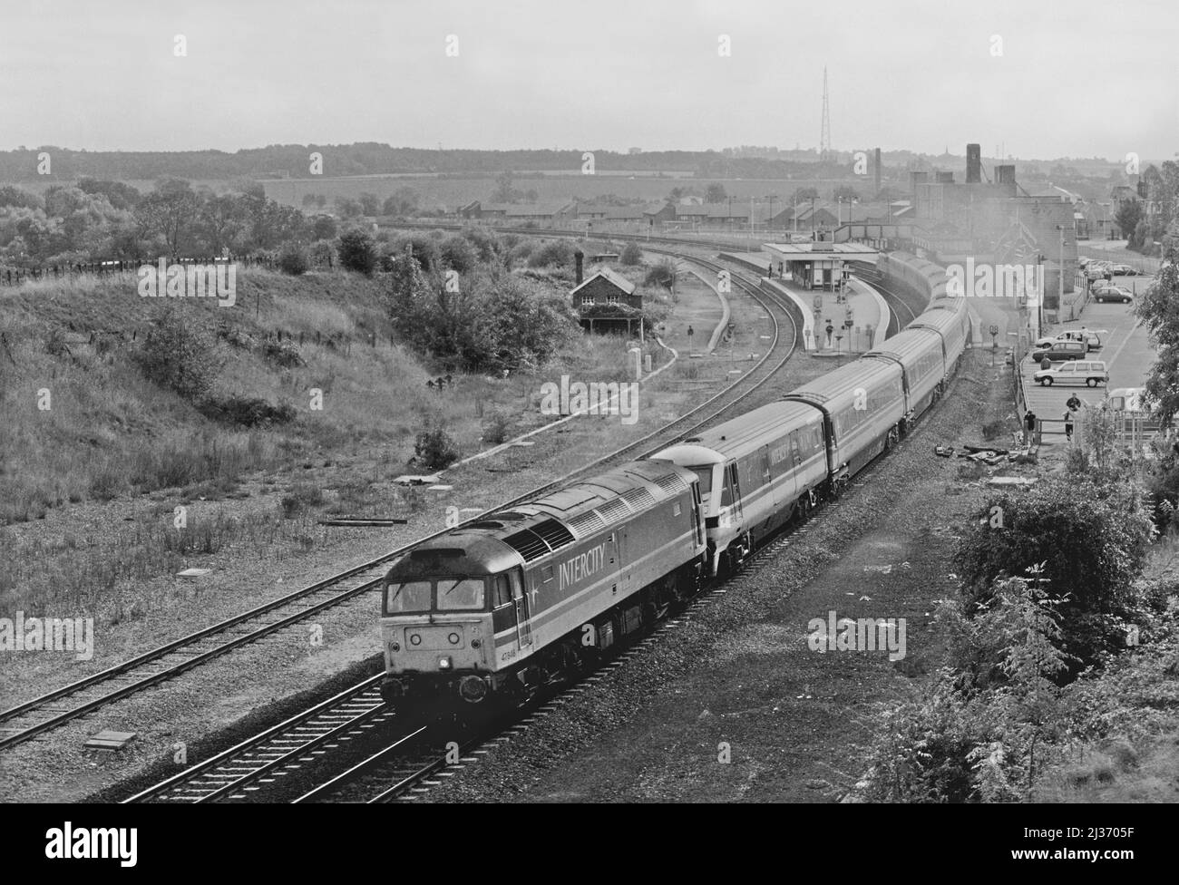 A Class 47 diesel locomotive number 47848 with a Class 87 electric ...