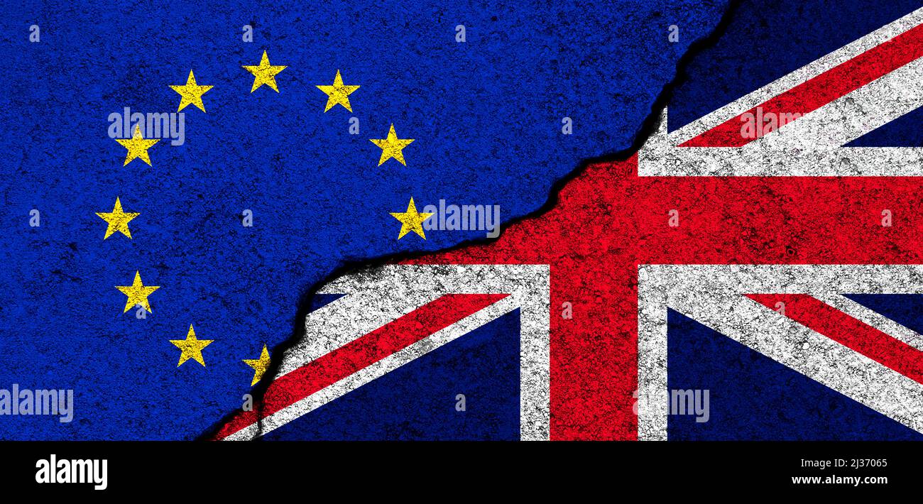 Europe Union and United Kingdom flags. Relationships, partnership and ...