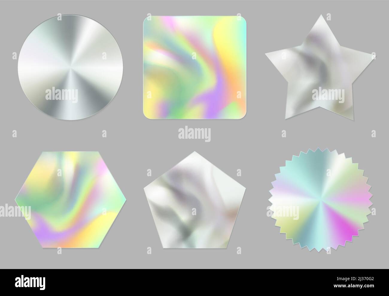 Holographic stickers, hologram labels of different shapes. Round ...