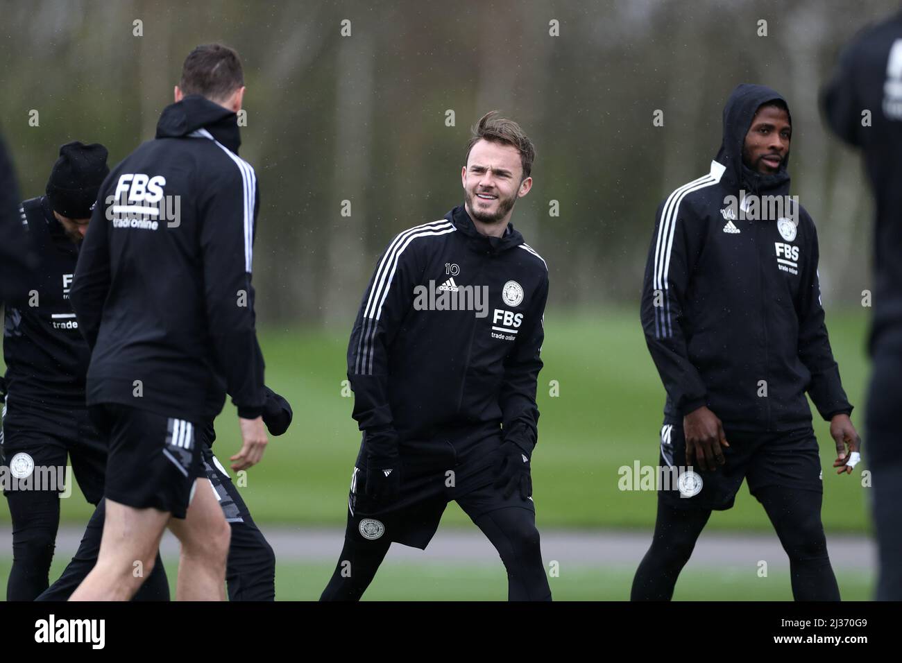 Leicester City's James Maddison (centre) during a training session at ...