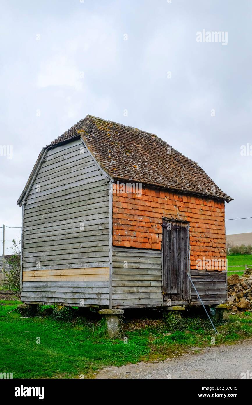 Around Aldbourne, a wiltshire village. A grain store set upon Staddle ...
