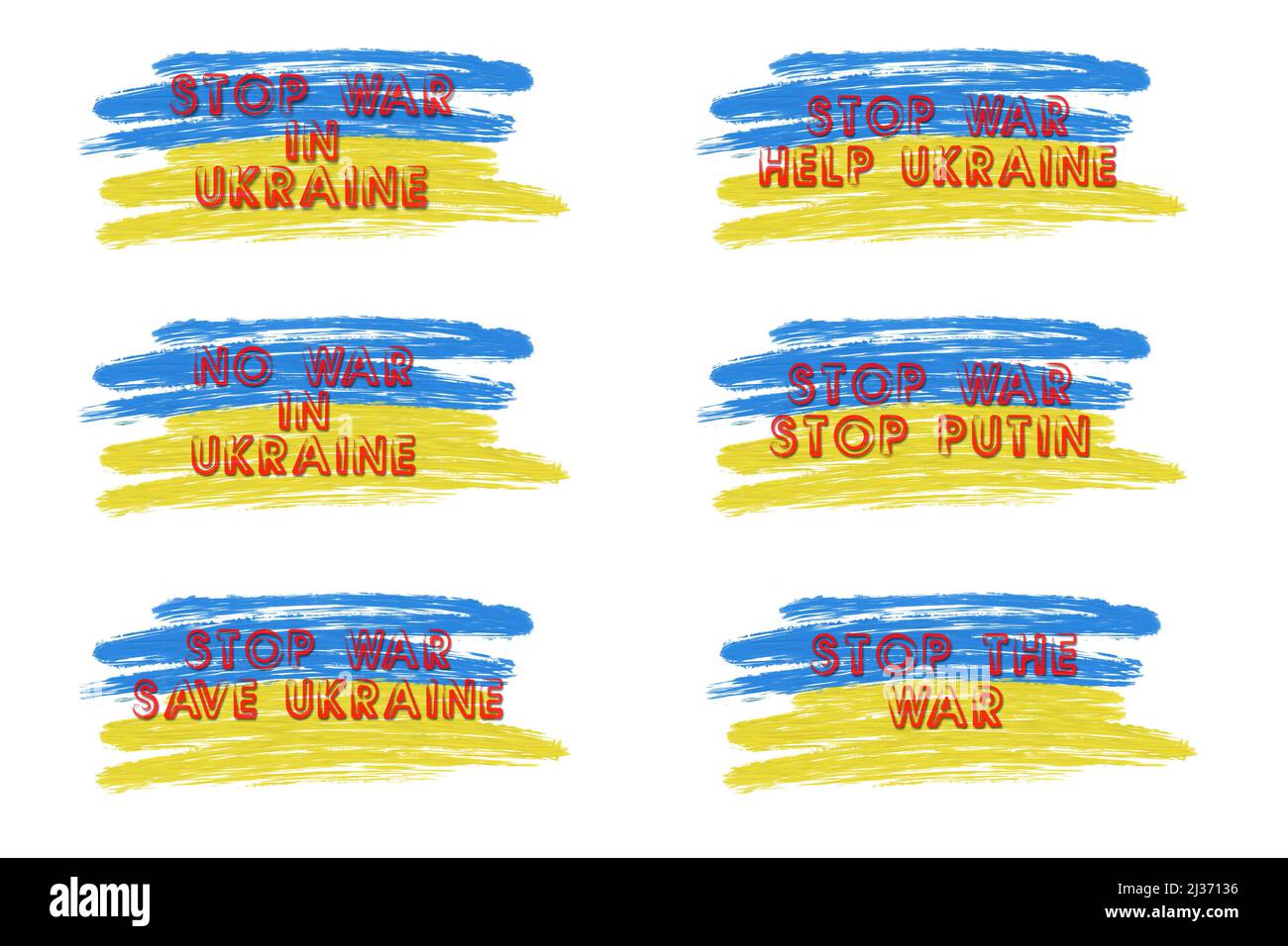 The inscriptions no war are written in red letters on the flag of ...