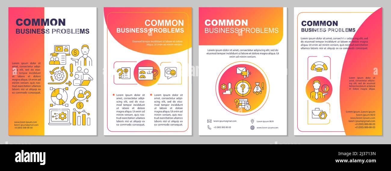 General business challenges red gradient brochure template Stock Vector ...
