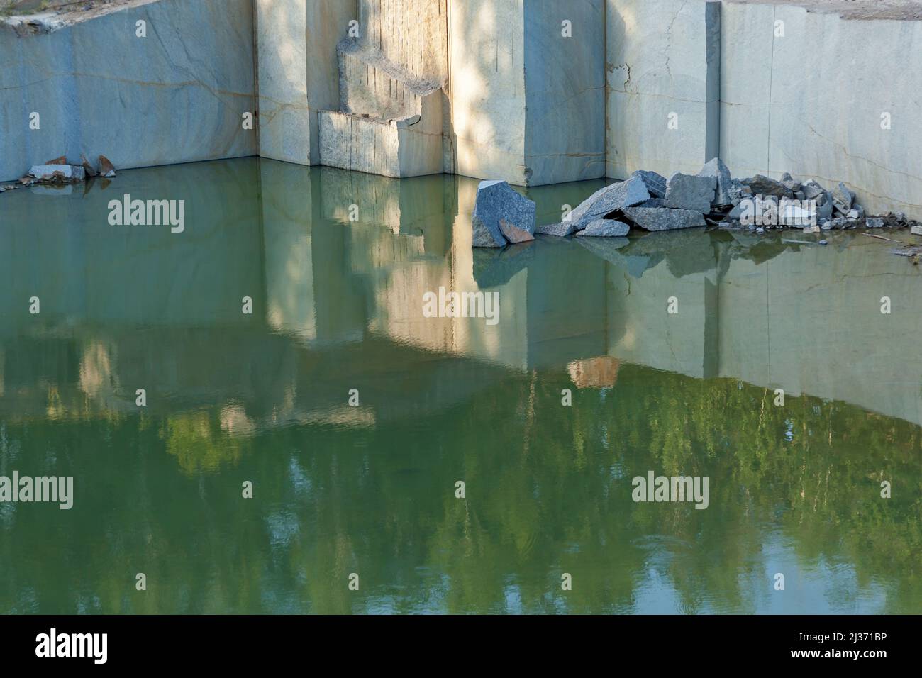 Granite quarry with large granite blocks Abandoned granite quarry with ...