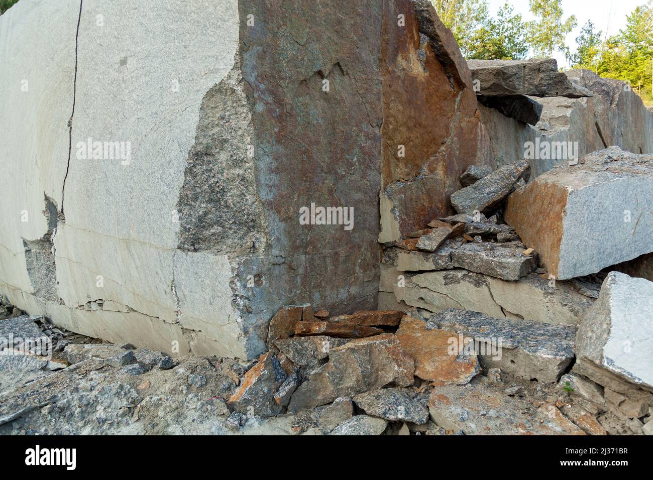 Granite quarry with large granite blocks Abandoned granite quarry with ...