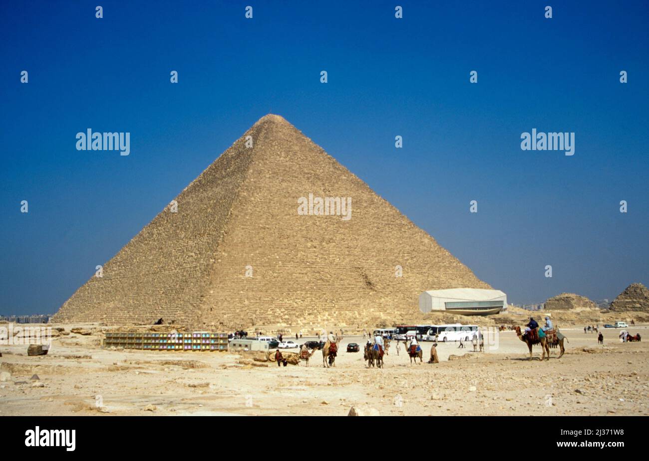 The Great Pyramid of Cheops and the Solar Boat Museum Giza Cairo Egypt ...
