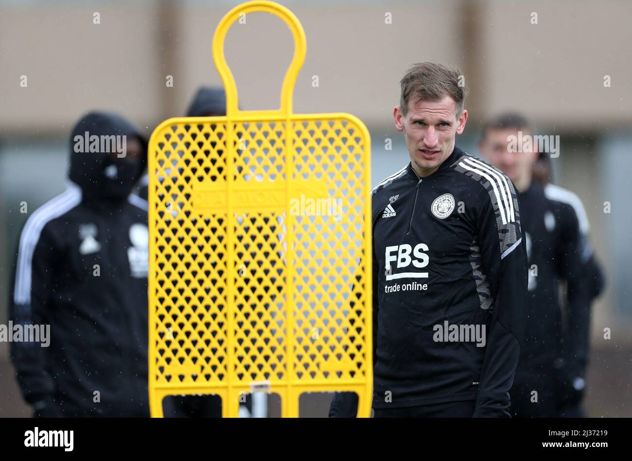 Leicester City's Marc Albrighton (right) during a training session at ...