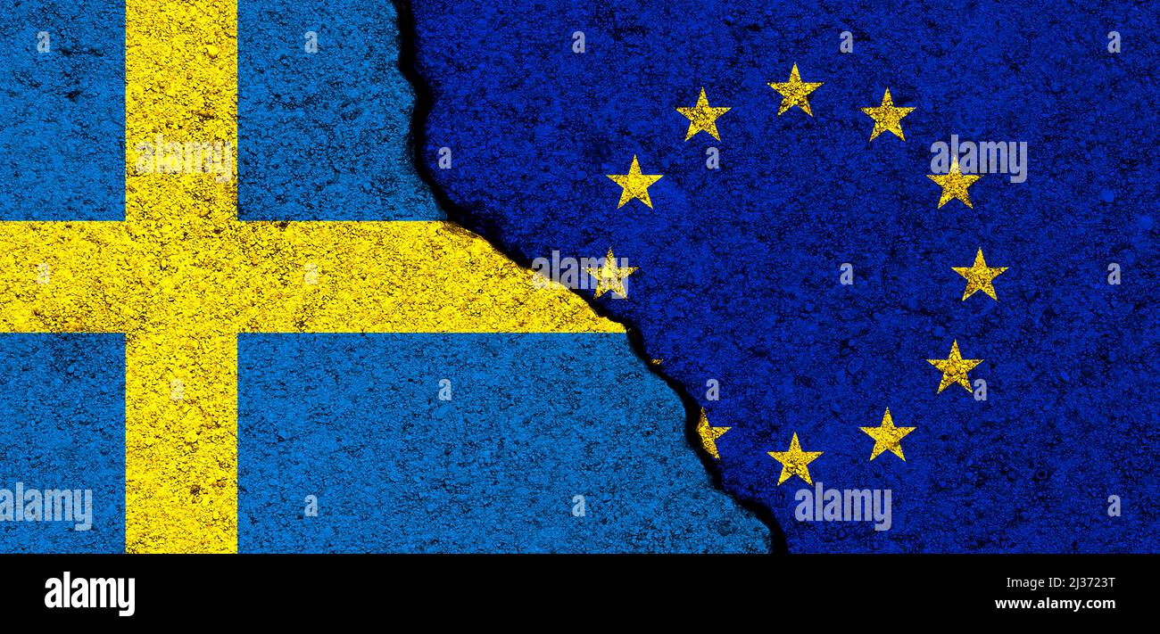 Europe Union and Sweden flags. Relationships, partnership and diplomacy ...