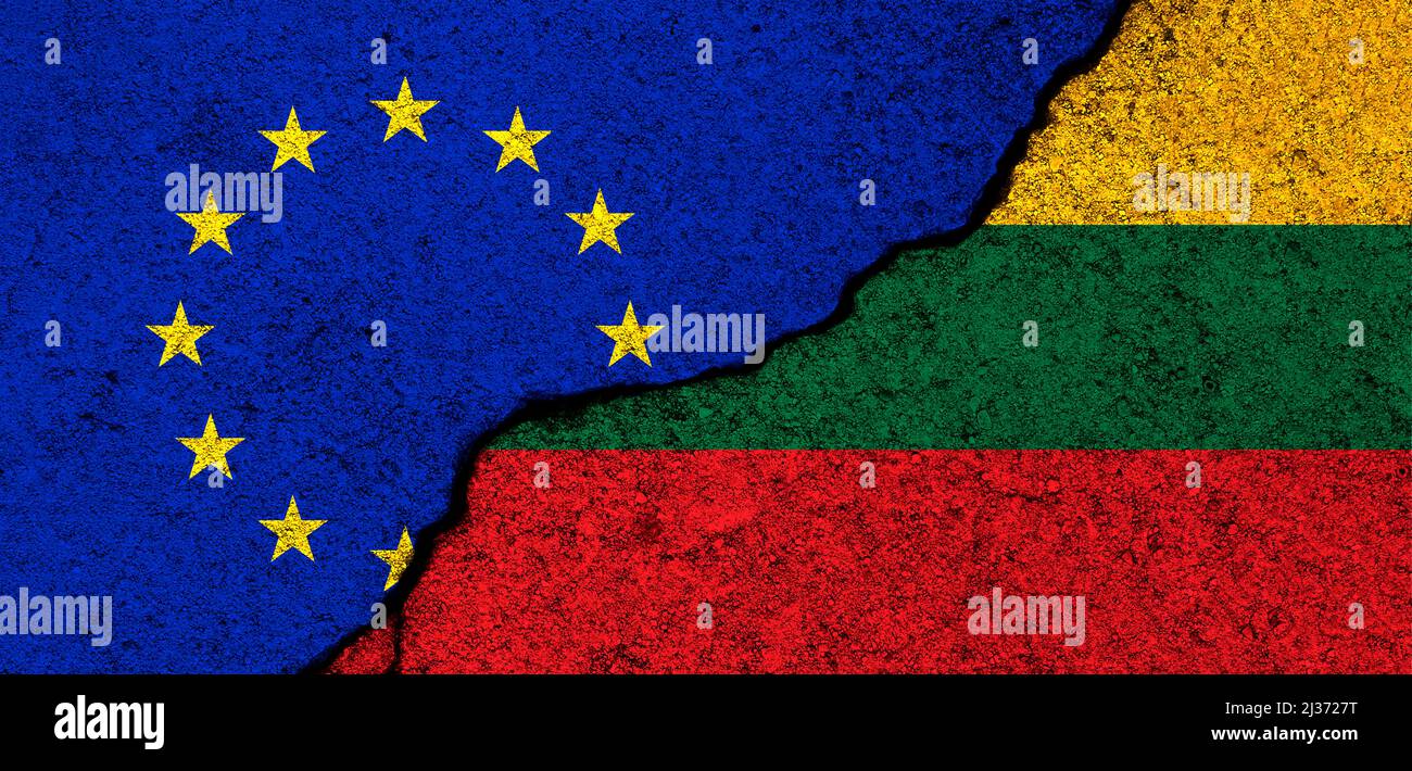 Europe Union and Lithuania flags. Relationships, partnership and ...