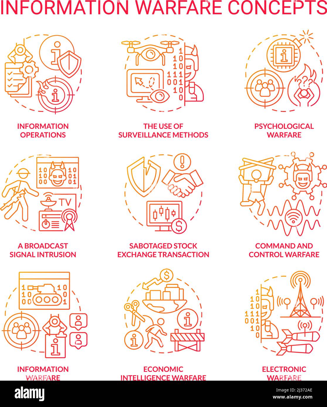 Information warfare red gradient concept icons set Stock Vector Image & Art - Alamy