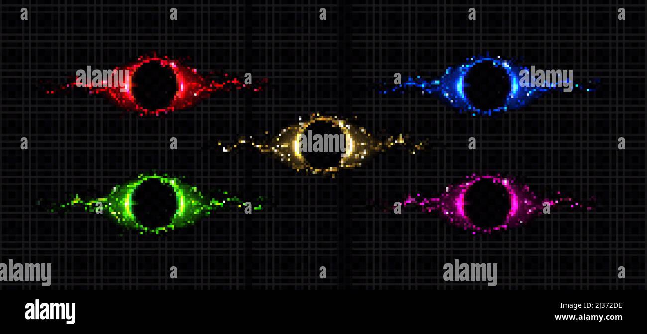 Electric lightning circle with color glow effect. Illuminated neon ...
