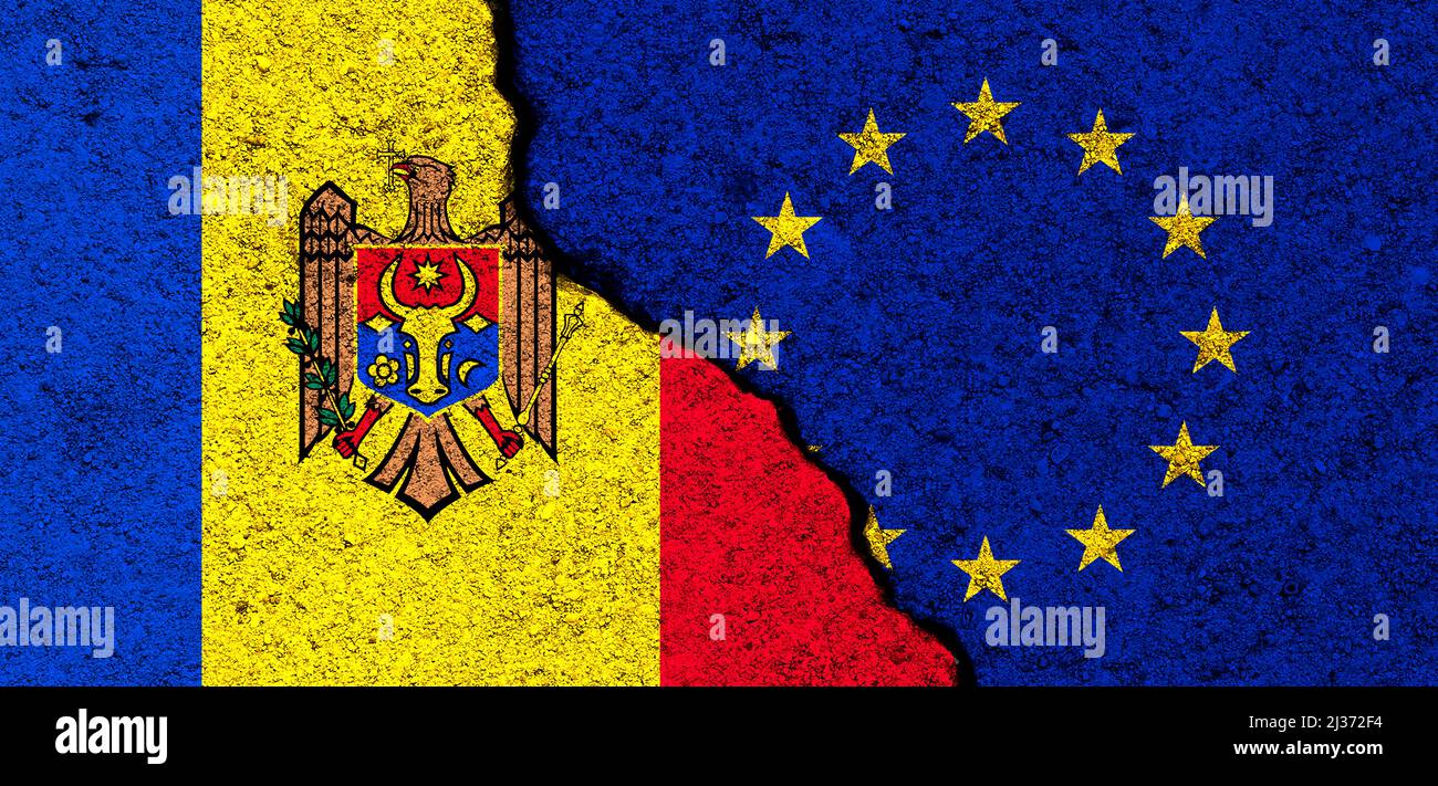 Europe Union and Moldova flags. Relationships, partnership and ...