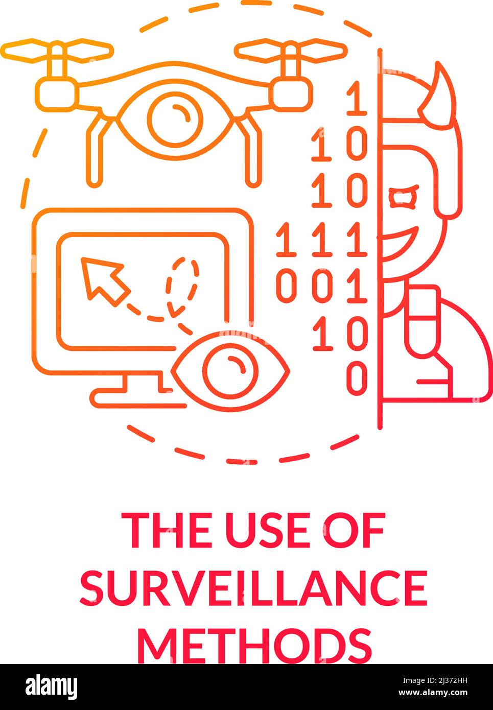 Use of surveillance methods red gradient concept icon Stock Vector ...