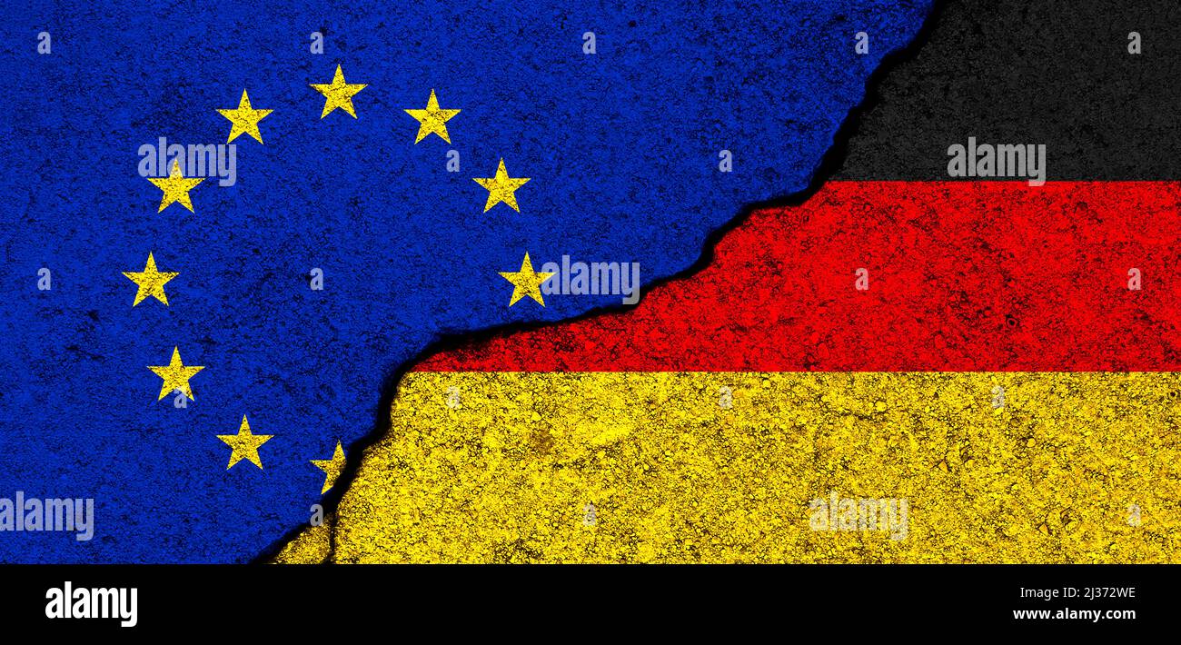 Europe Union and Germany flags. Relationships, partnership and ...