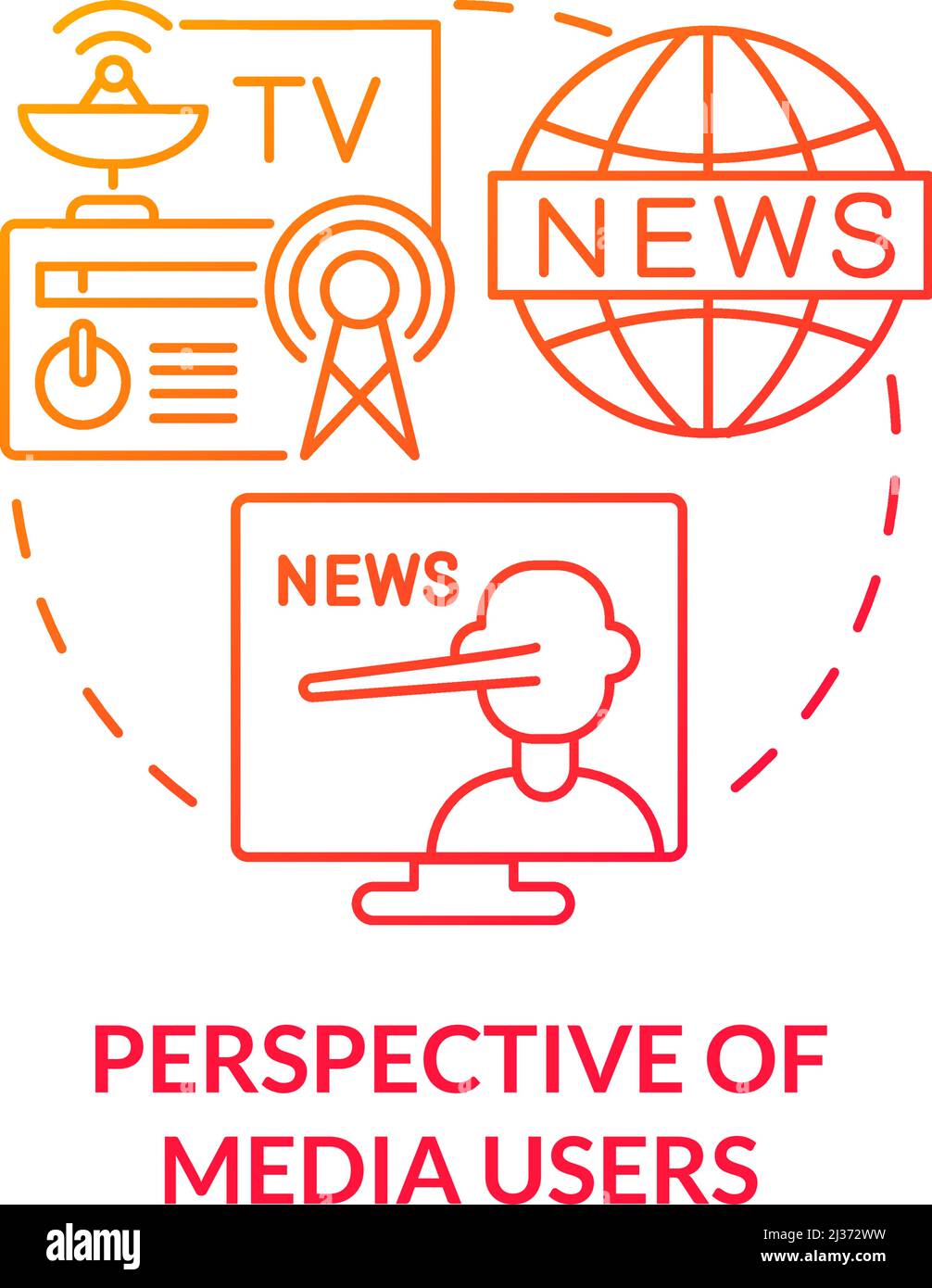 Perspective of media users red gradient concept icon Stock Vector Image ...