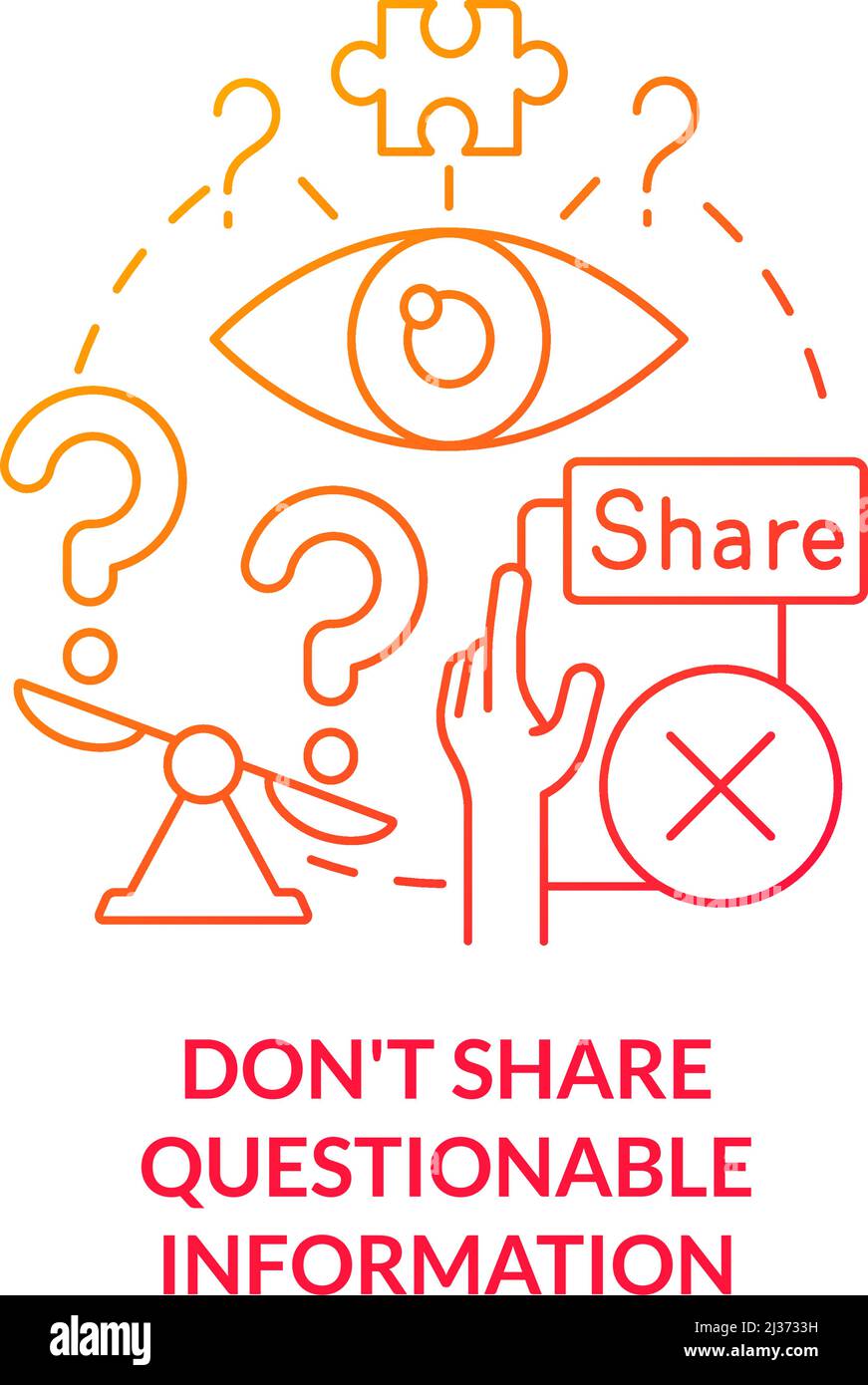 Do not share questionable information red gradient concept icon Stock ...