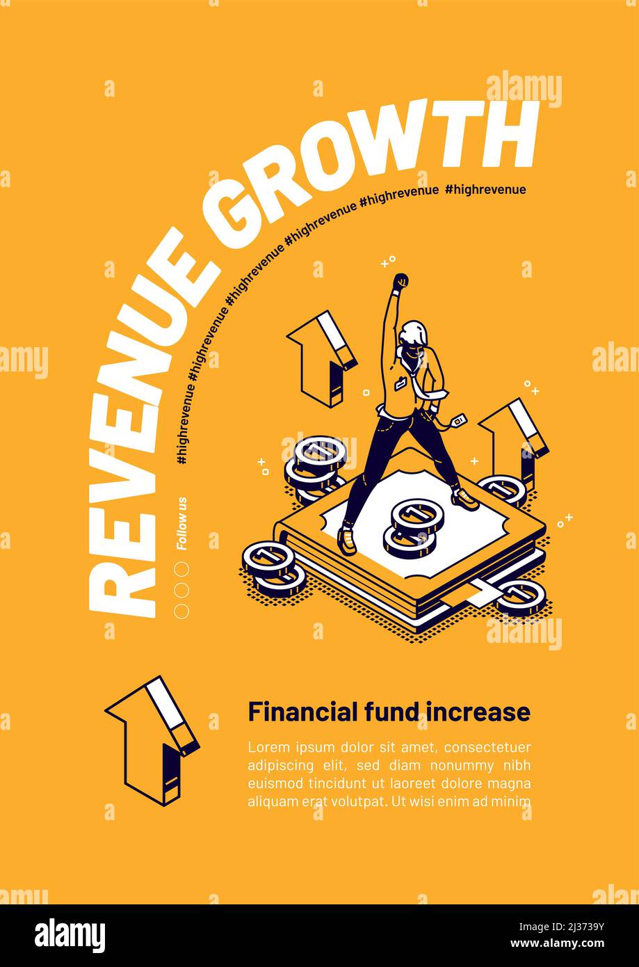 Revenue growth poster. Concept of financial fund increase, raise income ...