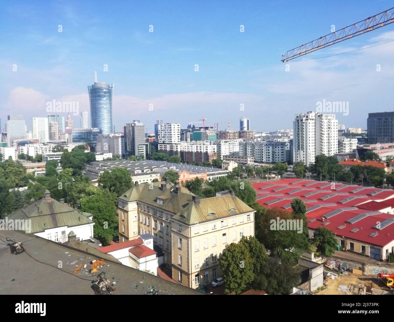 06.03.2018 Warsaw, Poland. Modern city concept. Ongoing constructions ...