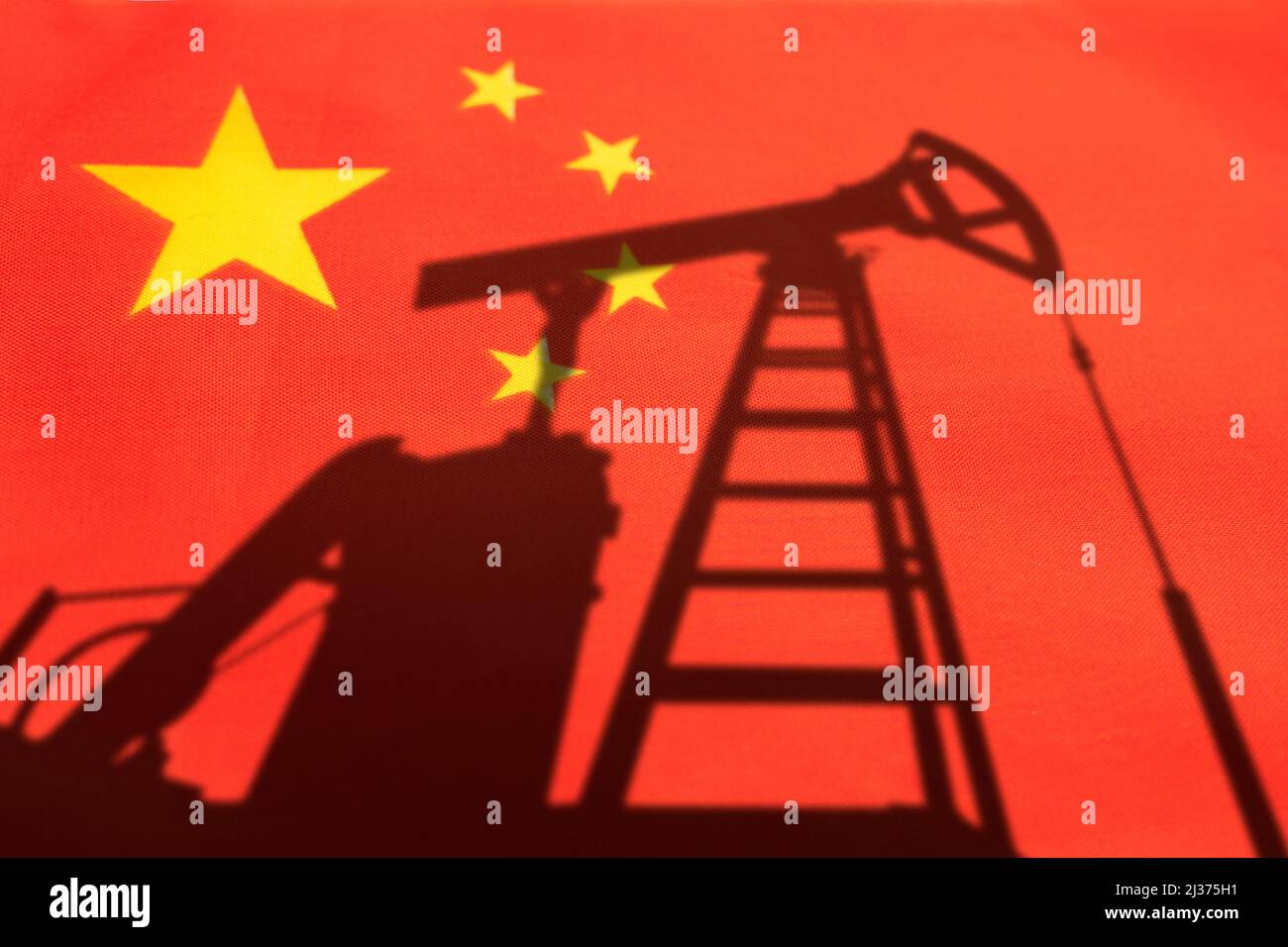 The oil industry of china . Oil rigs on the background of the chinese ...