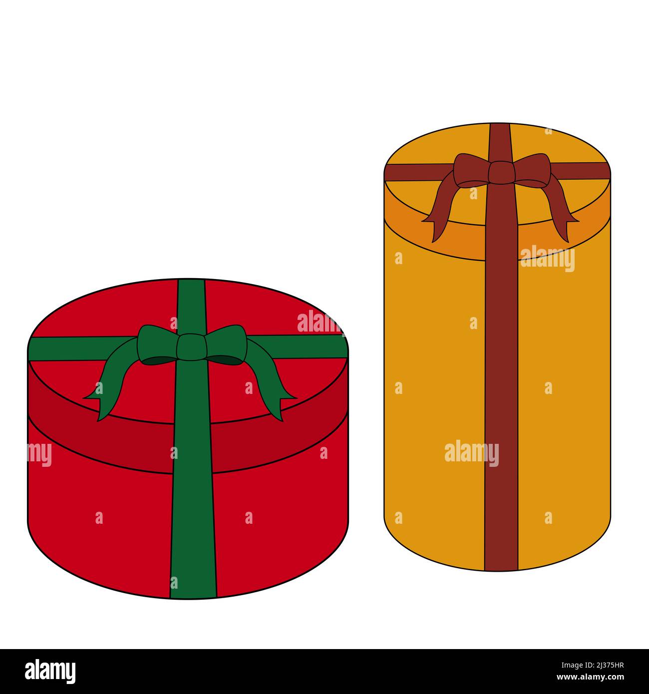 Collection of round colorful gift boxes with white background Stock ...