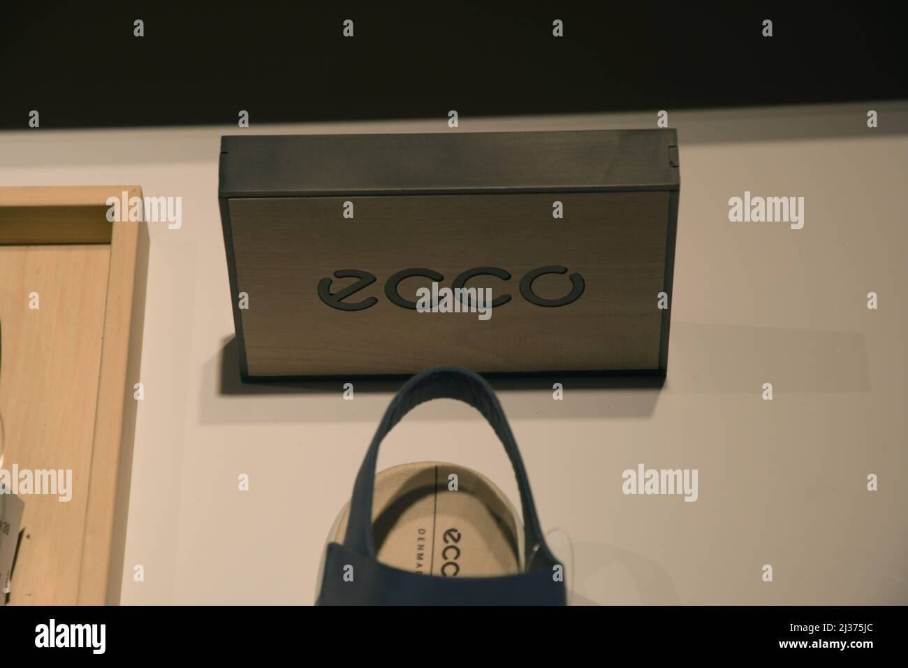 Copenhagen/Denmark/.06 April 2022/ Danish design Ecco shoes shop in ...