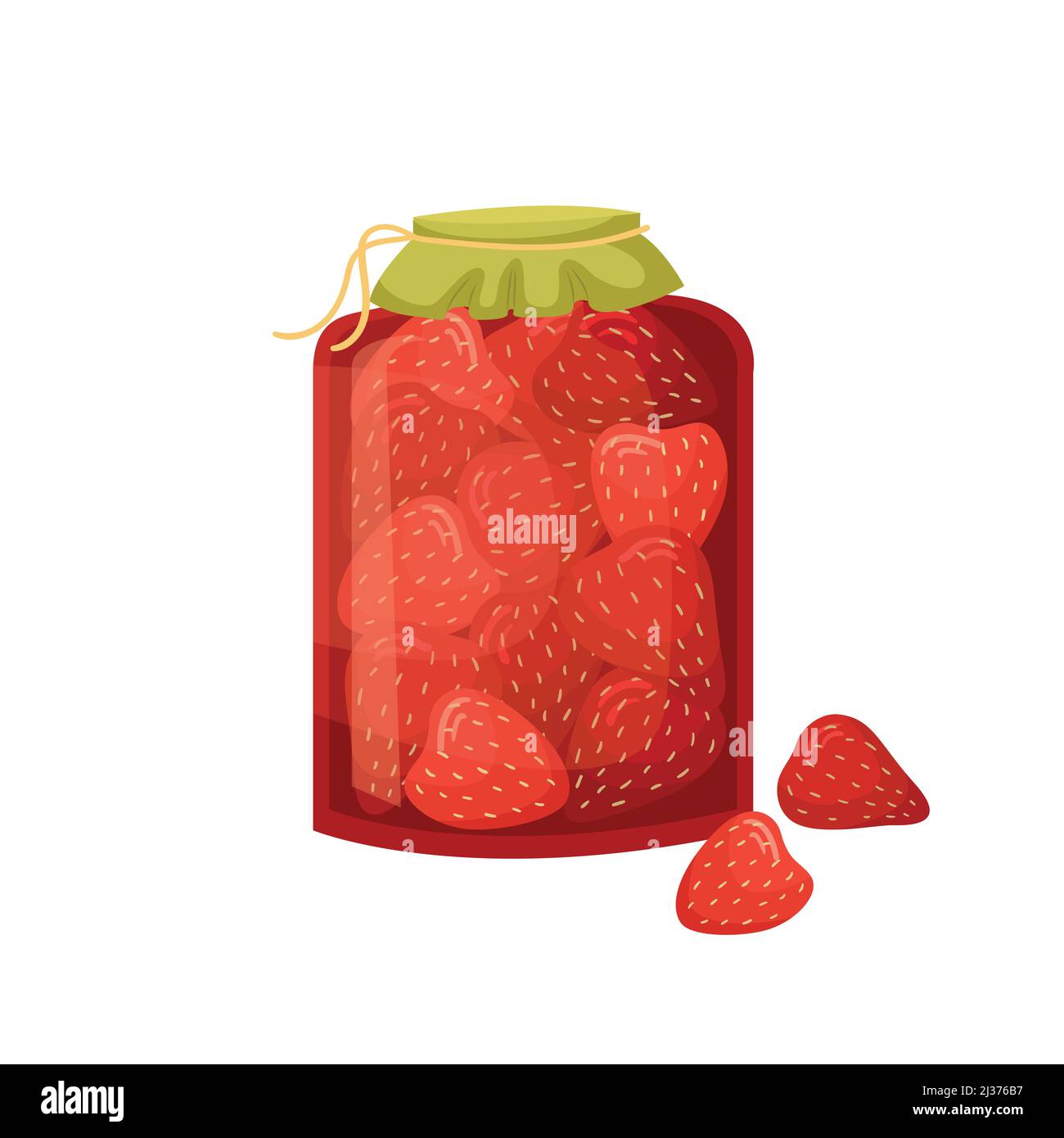 Vector illustration of a jar of strawberry jam. Preparations for the ...
