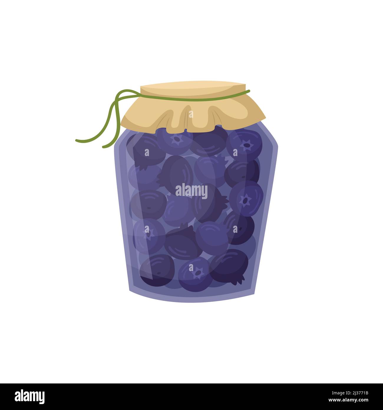 Vector illustration of a jar of blueberry jam. Preparations for the ...