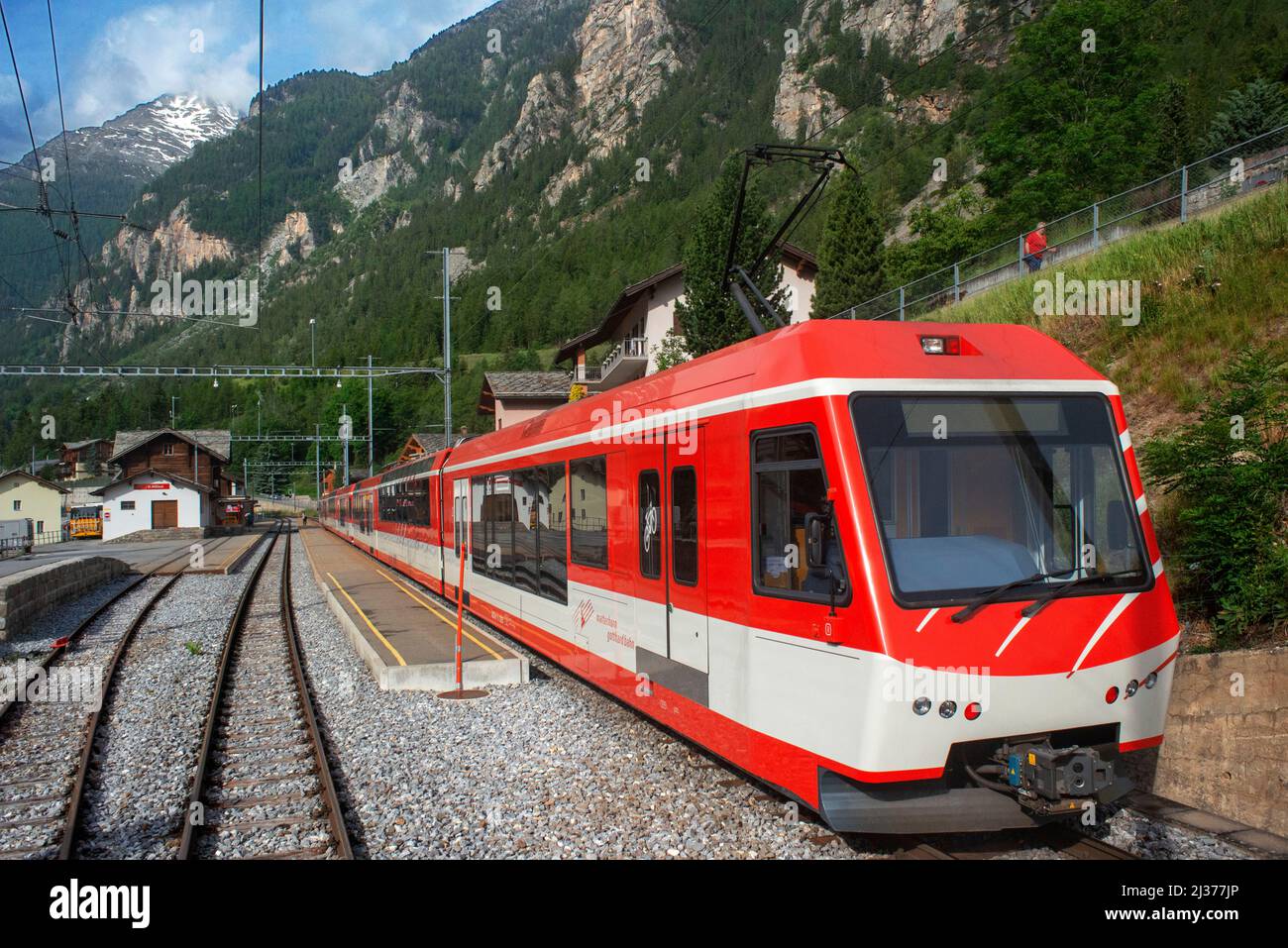 The glacier express train from Zermatt to St.Moritz, panoramic train ...