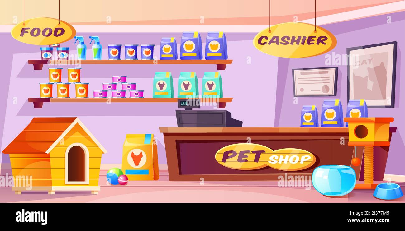 Pet shop interior domestic Stock Vector Images - Alamy