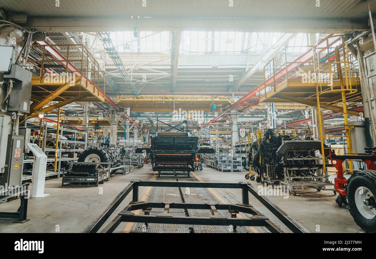 Interior of modern big industrial factory building inside Stock Photo ...