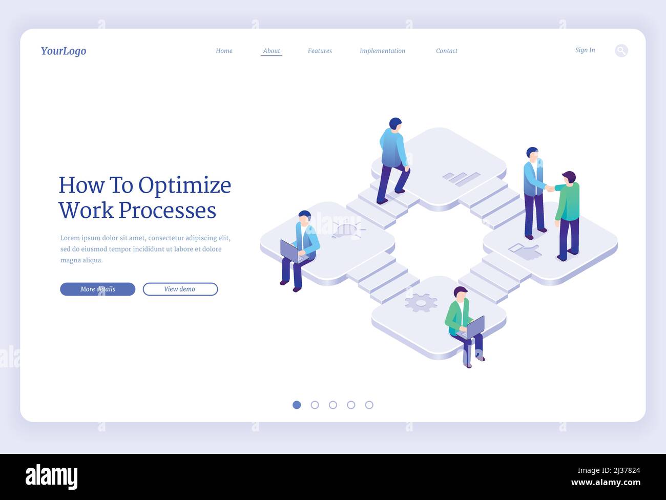 Work process optimization isometric landing page. Business productivity ...