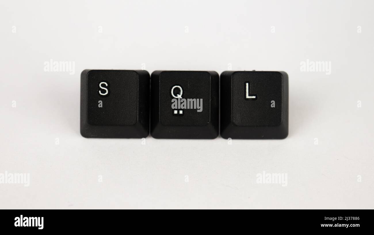 Sql Text Created With Keyboard Keys Isolated On White Background White