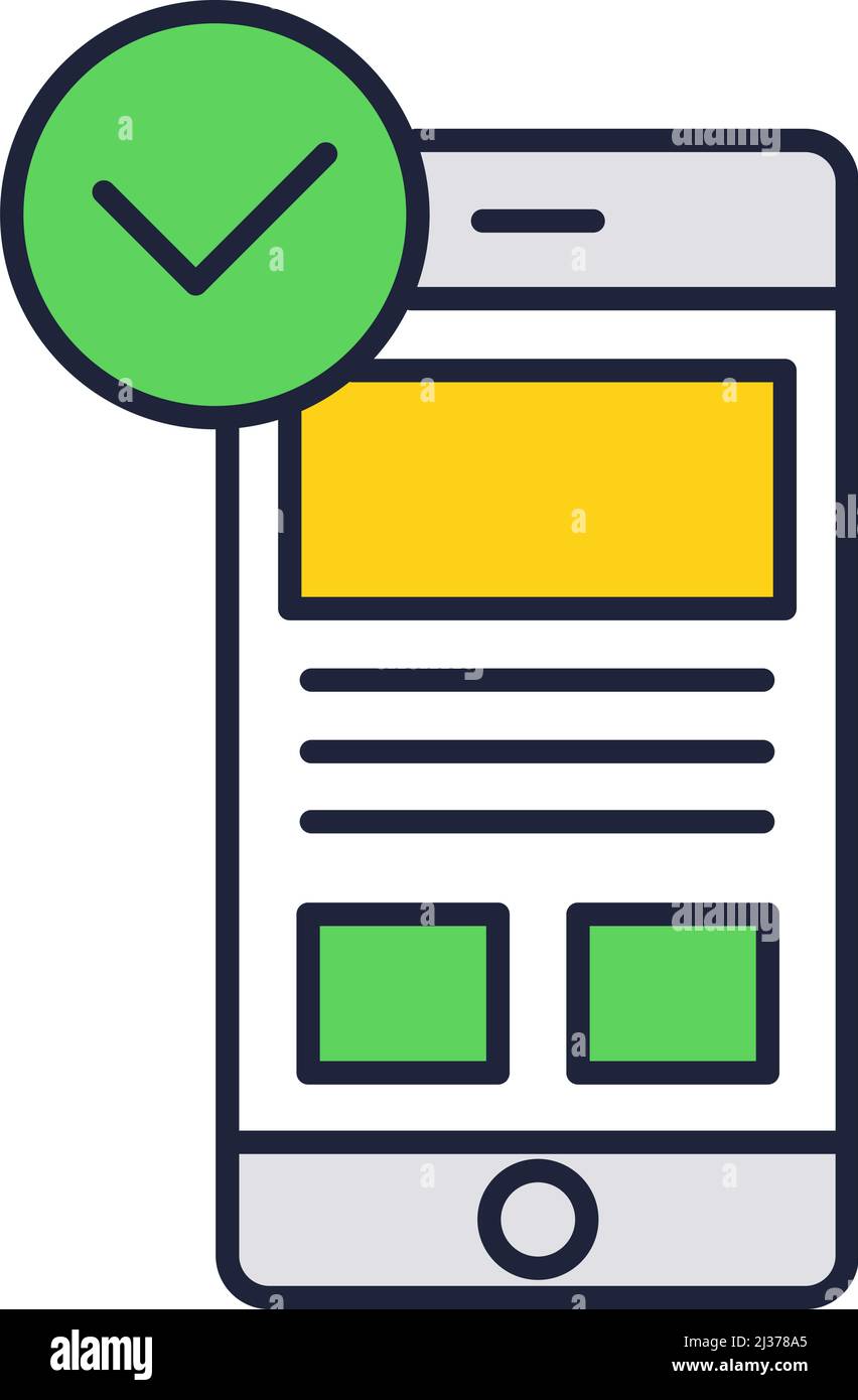 UI and UX design mobile interface vector icon. Approve tick check mark ...