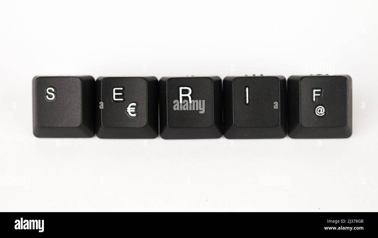 Serif Text Created With Keyboard Keys Isolated On White Background