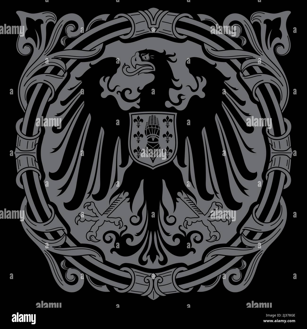 Knightly design. Medieval heraldic emblem design, heraldic eagle, and ...
