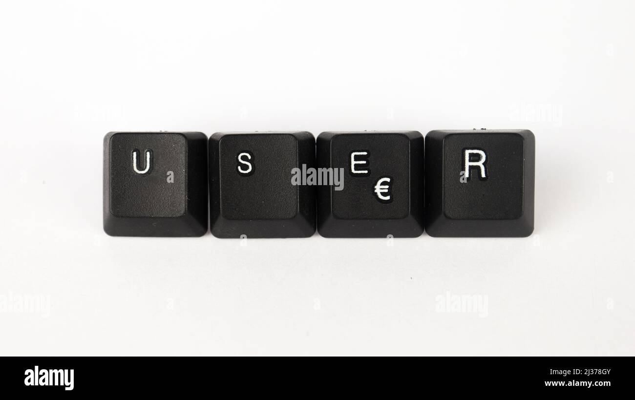 User text created with keyboard keys isolated on white background ...