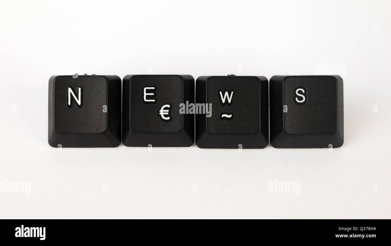 News text created with keyboard keys isolated on white background ...