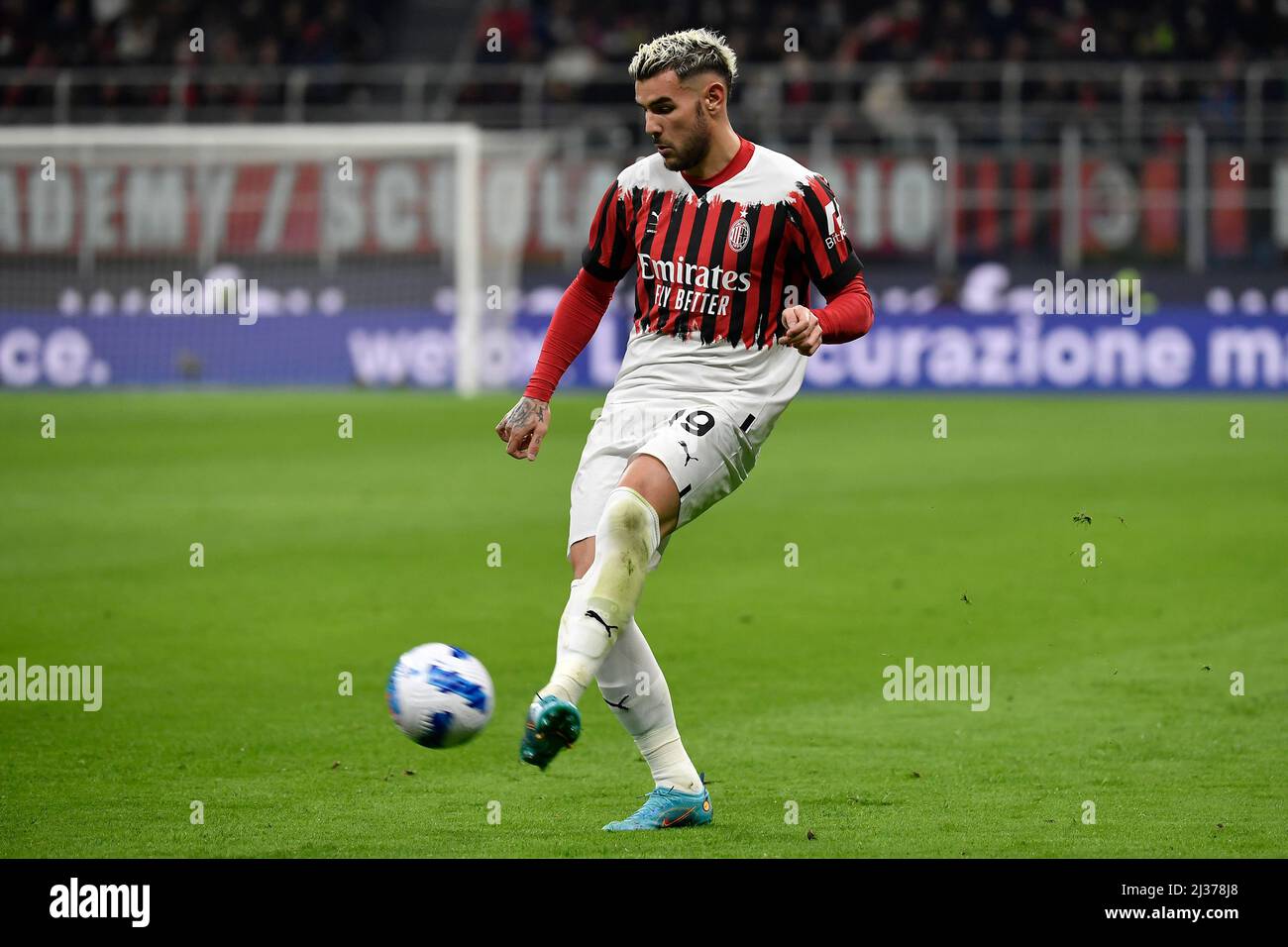 Theo Hernandez of AC Milan in action during the Serie A 2021/2022 ...