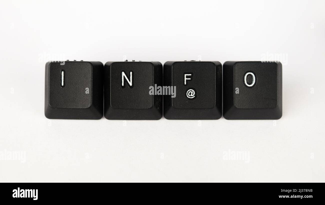 Info text created with keyboard keys isolated on white background ...