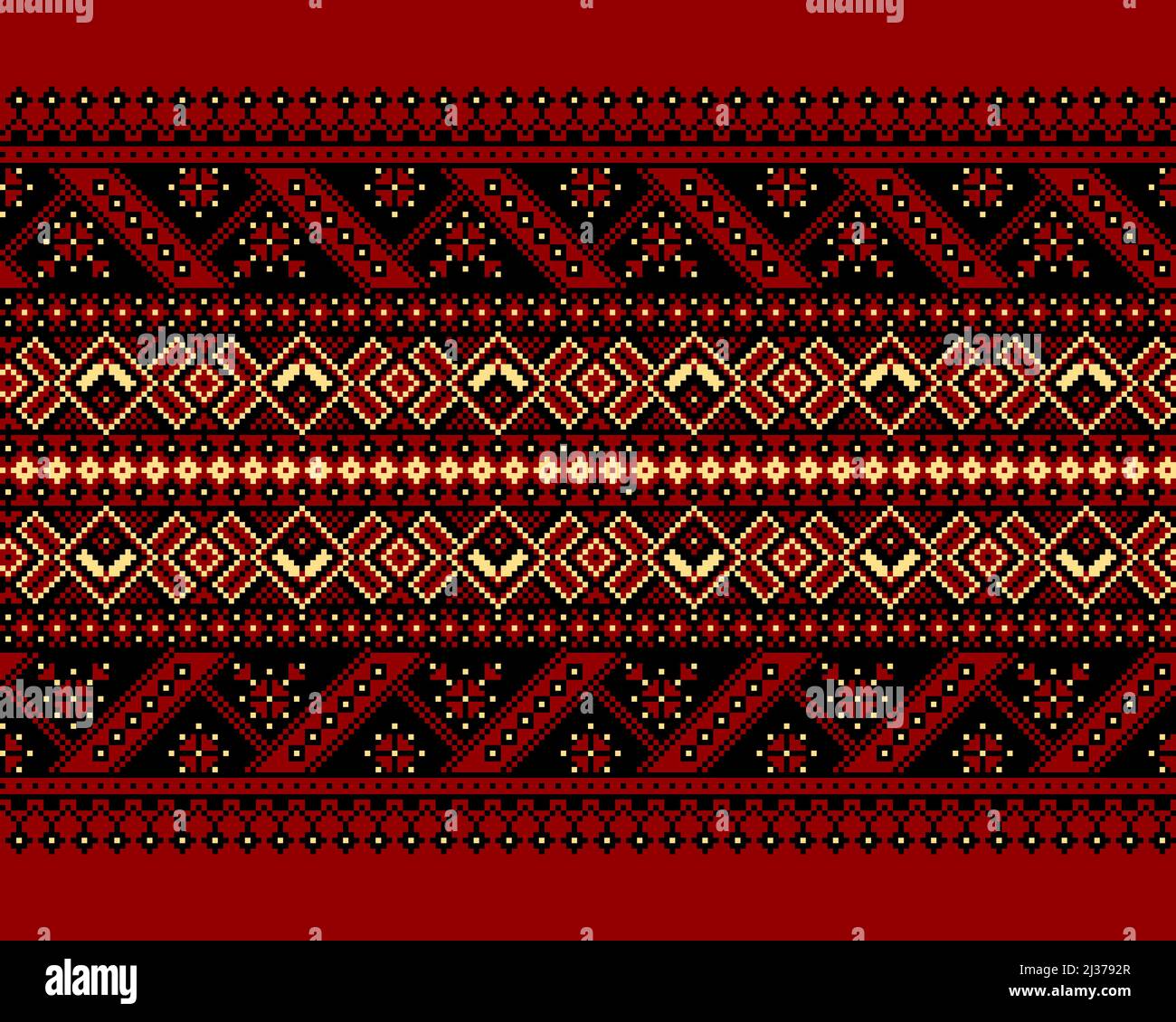 Vector illustration of Ukrainian folk seamless pattern ornament. Ethnic ...